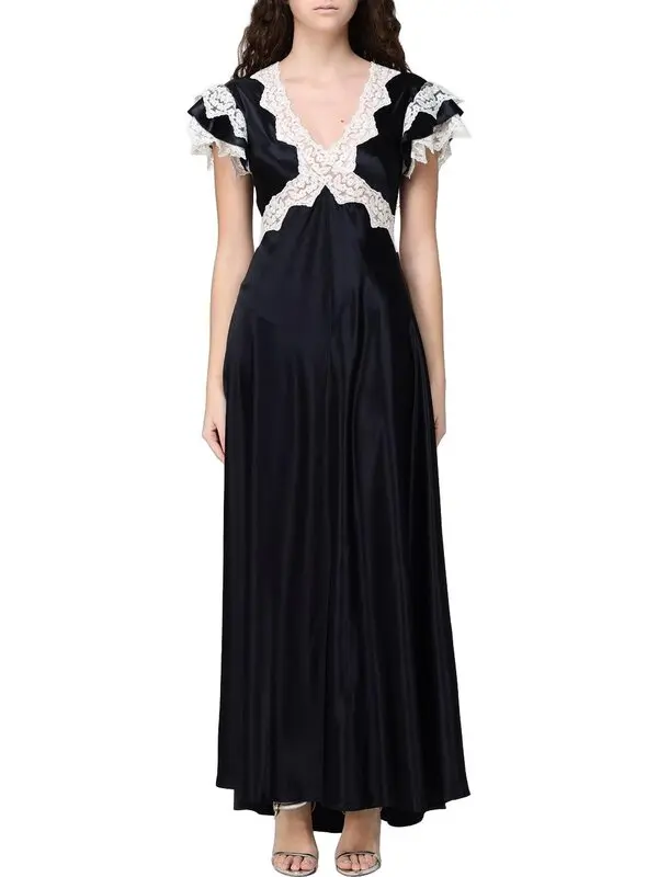 Alberta Ferretti Silk Lace Maxi Dress - Black