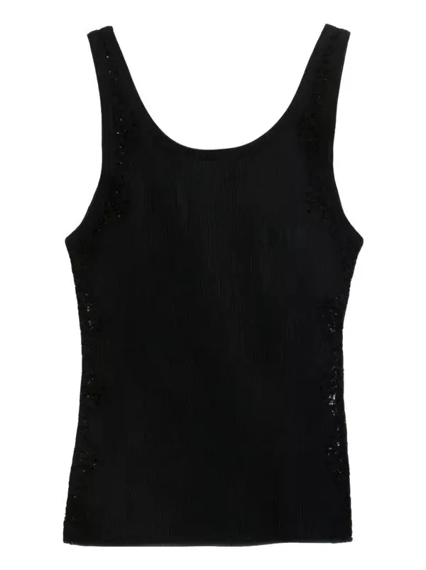 Sandro Lace-trimmed Cotton Tank Top - Black