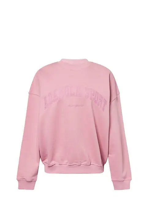 ADANOLA Chain Stitch Oversized Cotton-jersey Sweatshirt - Dusty Pink