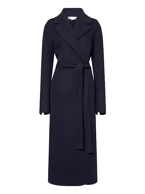 Stella McCartney Wrap Long Brushed Wool Coat - Ink