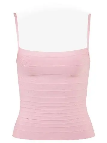 House Of Cb Panelled Stretch-woven Top - Dusky Pink