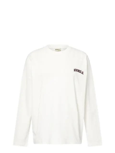 ADANOLA Varsity Cotton-jersey Sweatshirt - White/dark Cherry
