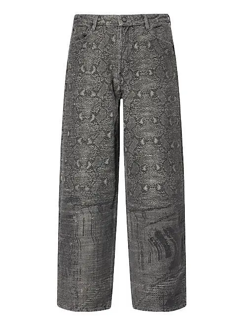 DAILY PAPER Snake-print Wide-leg Jeans - Denim