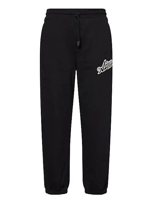 AVIREX Appliqué-script Cotton Jogging Bottoms - Black