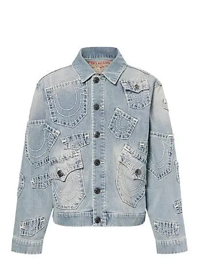True Religion Multi-pocket Denim Trucker Jacket - Grendal Light Wash