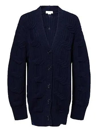 Stella McCartney Relaxed-fit Chain Wool Cardigan - Navy