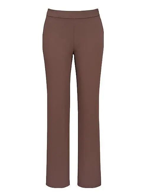 House Of Cb Chiara Straight-leg High-rise Stretch-crepe Trousers - Espresso Brown