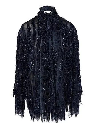 Stella McCartney Lurex Tinsel Chiffon Shirt - Navy