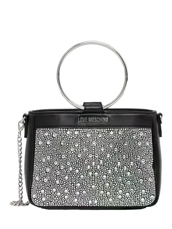 Moschino Rhinestone Ring-handle Tote - Black