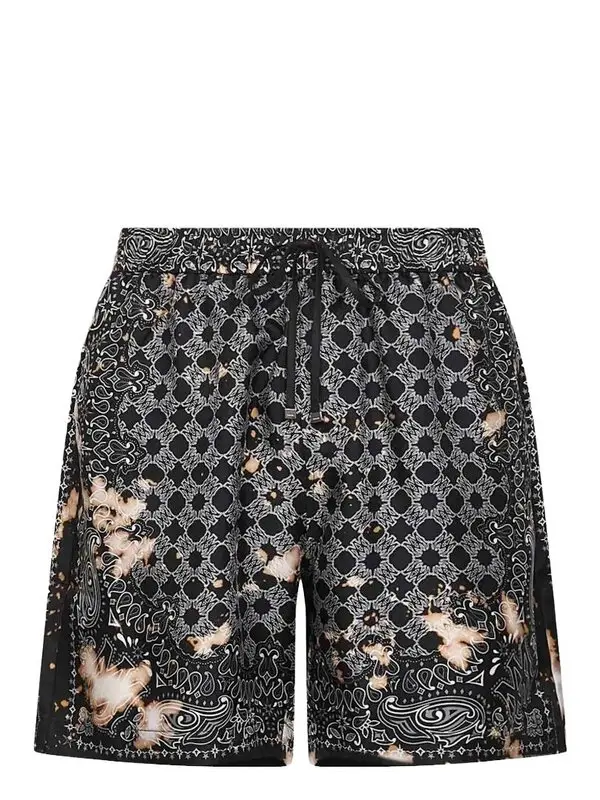Amiri Bandana Print Bleach Shorts - Black
