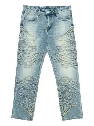 FREE REFILLS Zebra Denim Pants - Blue