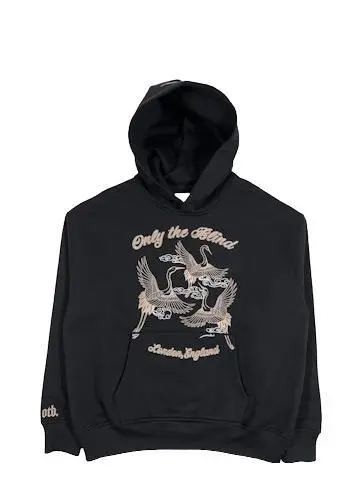 ONLY THE BLIND Crane Embroidered Hoodie - Black