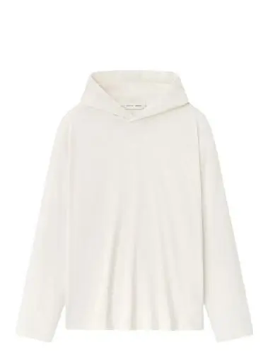 Fear Of God Essentials Embroidered Classic Fit Hooded Long Sleeve Shirt - Ivory