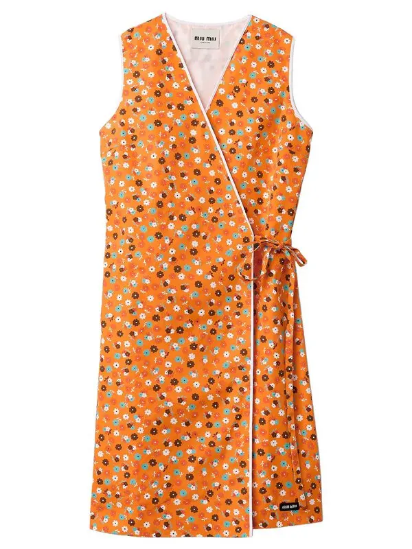 Miu Miu Poplin Wrap Dress - Orange/red