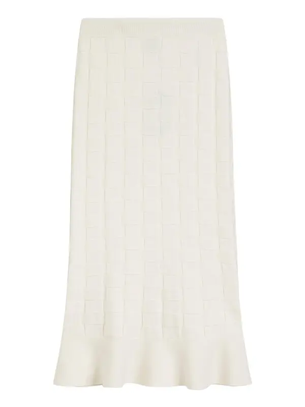 BOSS Knitted Maxi Skirt With Checked Texture - White