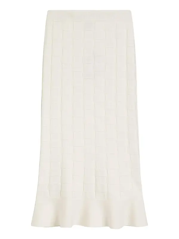 BOSS Knitted Maxi Skirt With Checked Texture - White