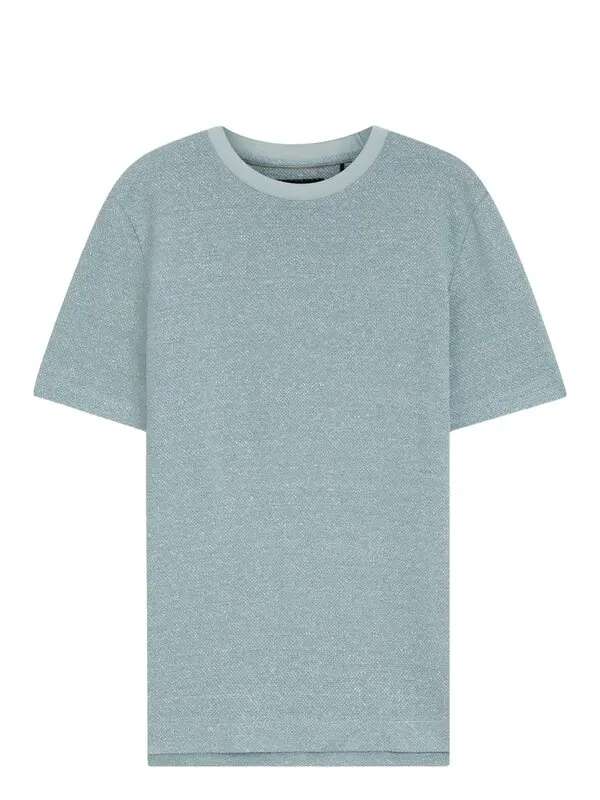 BOSS Mouline T-shirt In Cotton, Linen And Silk - Light Blue