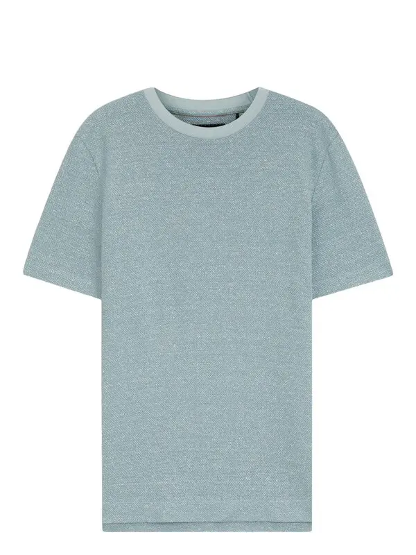 BOSS Mouline T-shirt In Cotton - Light Blue