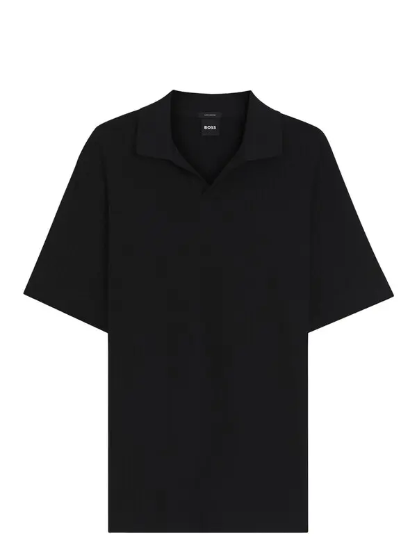 BOSS Jacquard-pattern Polo Shirt With Johnny Collar - Black