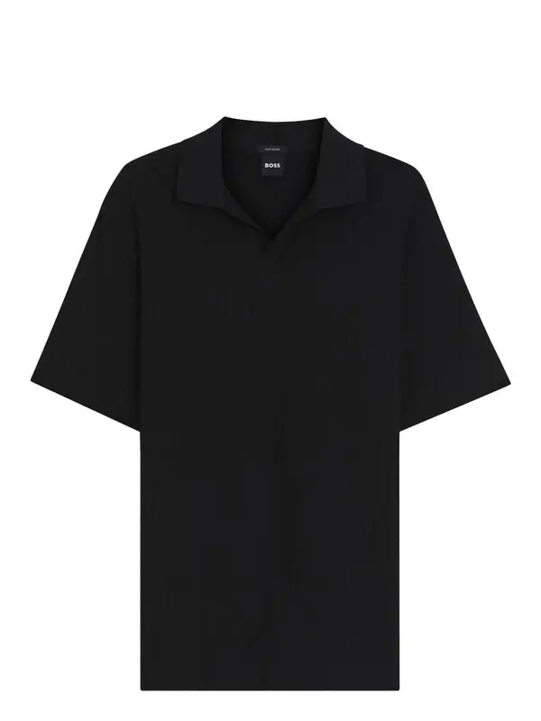 BOSS Jacquard-pattern Polo Shirt With Johnny Collar - Black