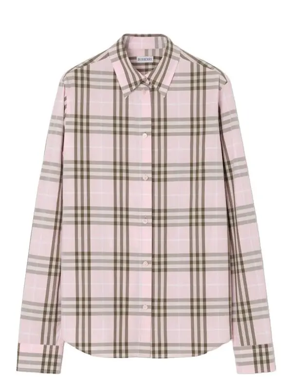 Burberry Regular Fit Check Cotton Shirt - Mallow Pink