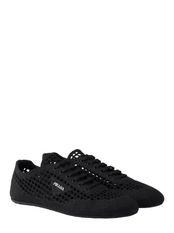 Prada Collapse Crochet Laced Sneakers - Black