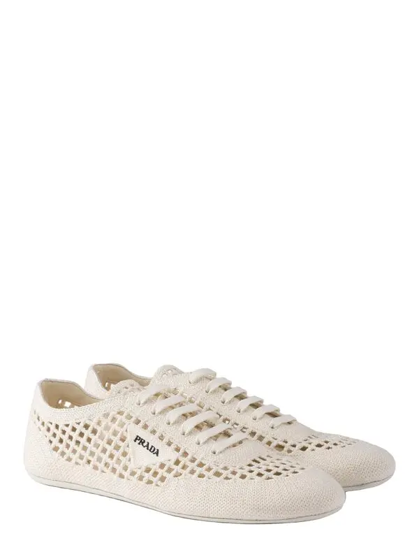 Prada Collapse Crochet Laced Sneakers - Ivory