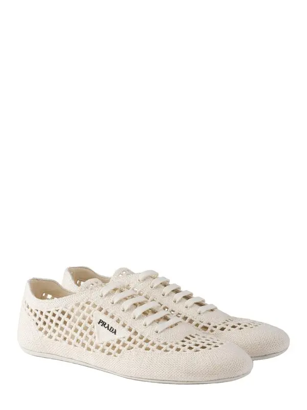 Prada Collapse Crochet Laced Sneakers - Neutral