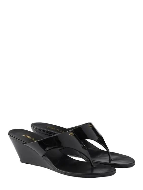 Prada Patent Leather Thong Sandals - Black