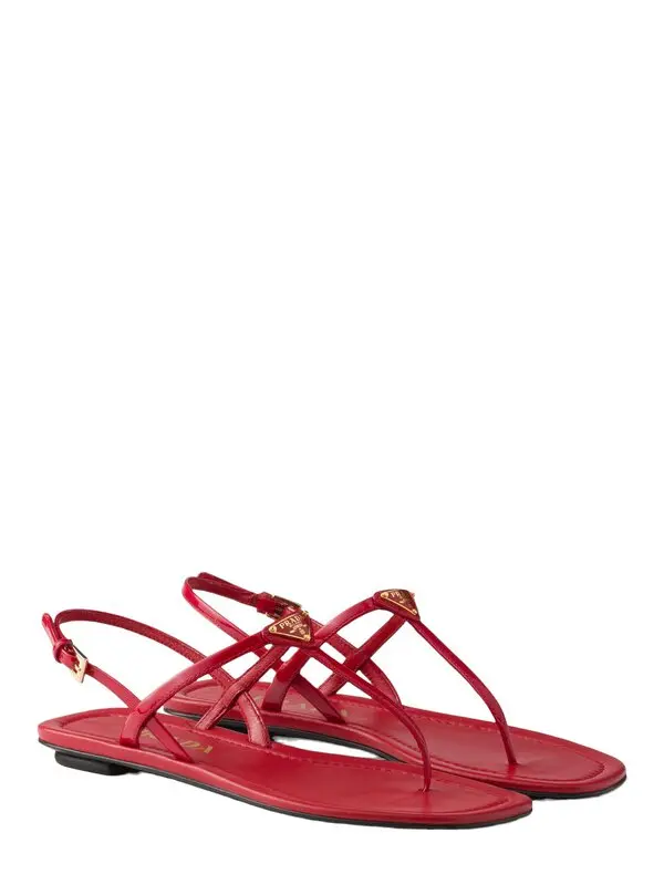 Prada Patent Leather Thong Sandals - Red