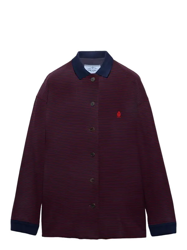 Prada Piqué Blouson Jacket - Garnet/blue/ink Blue