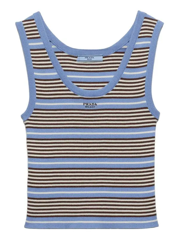 Prada Cotton Knit Tank Top - Light Blue