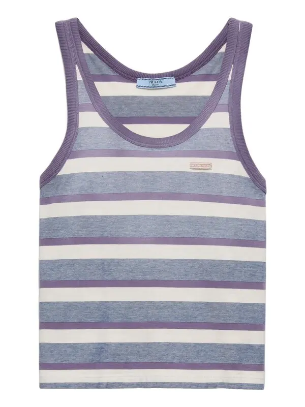 Prada Bayadere Stripe Jersey Tank Top - Blue