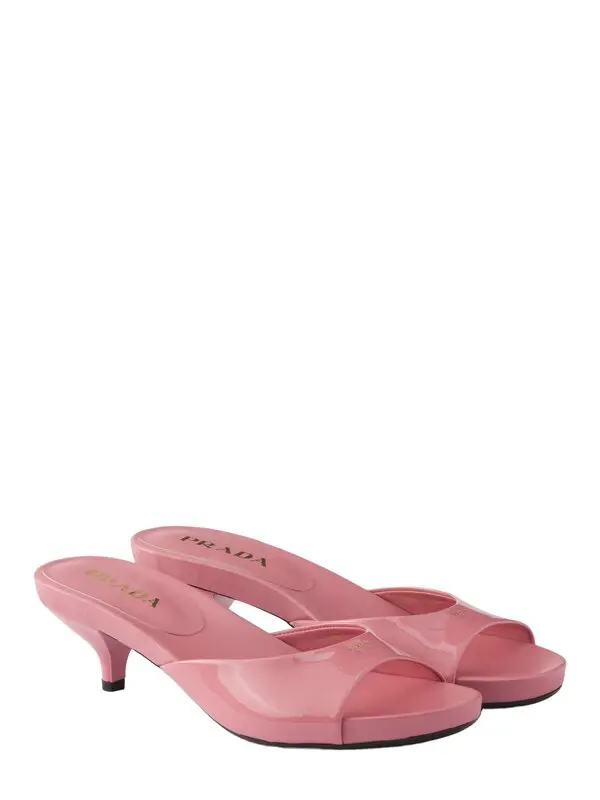 Prada Patent Leather Kitten Heel Sandals - Pink