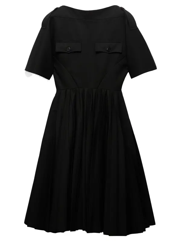 Prada Gabardine Fit And Flare Dress - Black