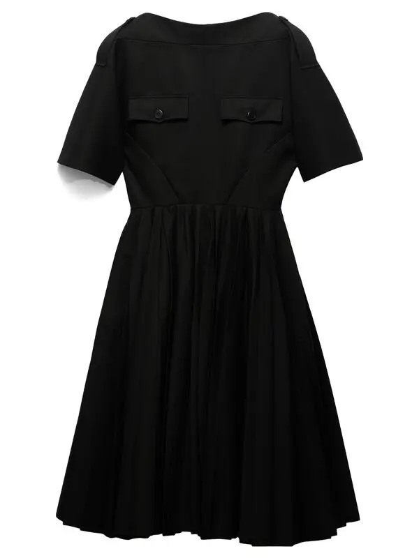 Prada Gabardine Fit And Flare Dress - Black