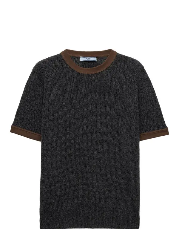 Prada Cashmere Crew-neck Sweater - Anthracite Gray/tobacco
