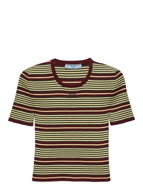 Prada Short-sleeved Striped Sweater - Red