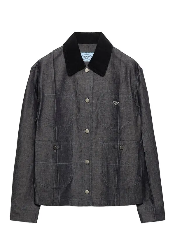 Prada Classic Fit Chambray Jacket - Blue