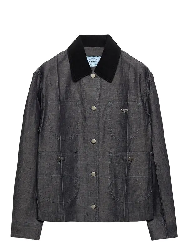 Prada Classic Fit Chambray Jacket - Navy