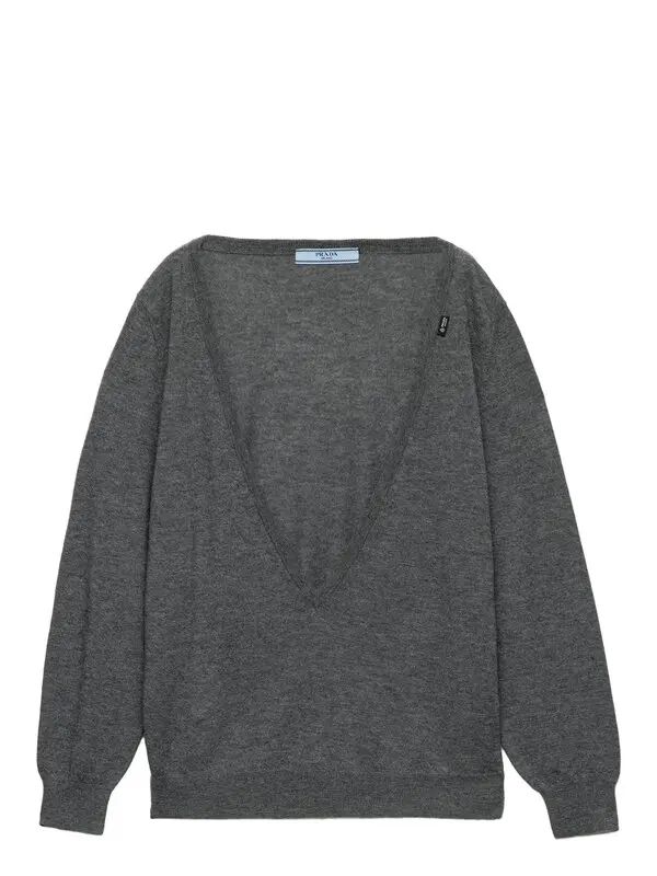 Prada Cashmere V-neck Sweater - Slate Gray