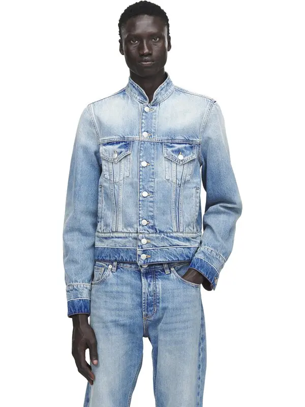 Alexander McQueen Stand Collar Denim Jacket - Washed Blue