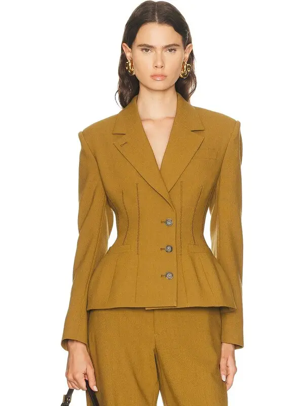 JEAN PAUL GAULTIER Tailoring Wool Basque Jacket - Olive Green