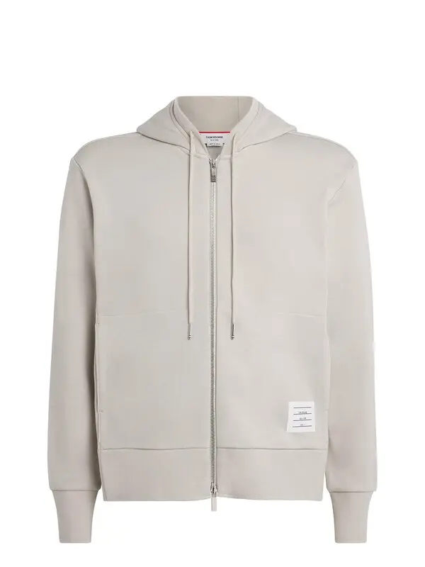 Thom Browne Cotton 4-bar Zip-up Hoodie - Beige