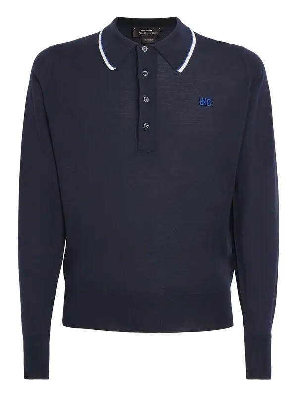 WALES BONNER X John Smedley Merino Henry Polo Sweater - Navy