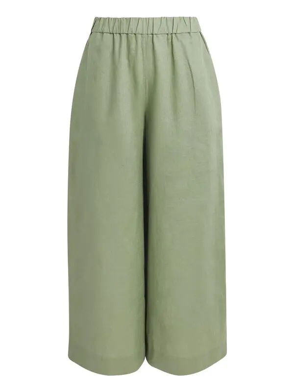 Max Mara Linen Wide-leg Trousers - Green