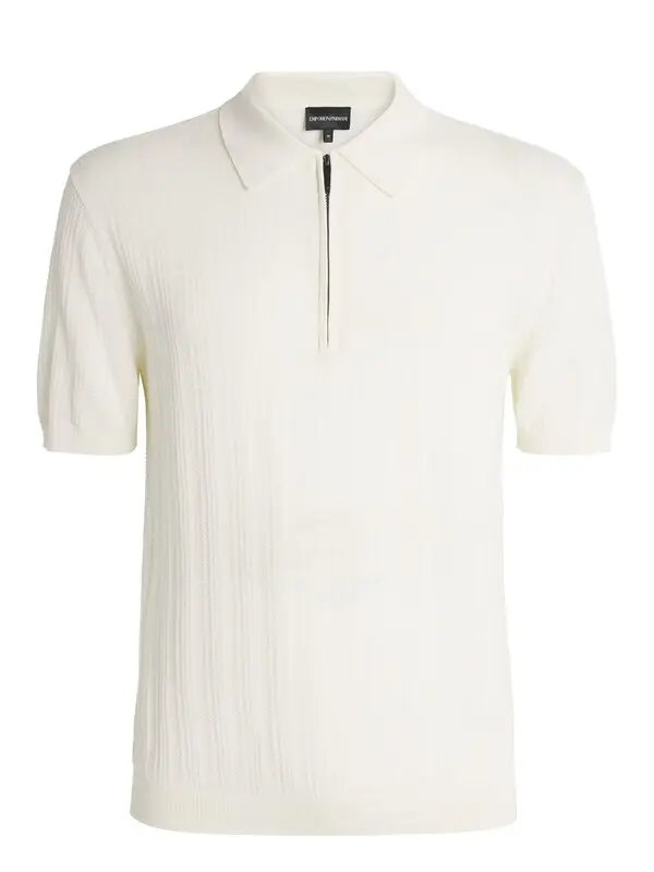 Emporio Armani Cotton Quarter-zip Polo T-shirt - White