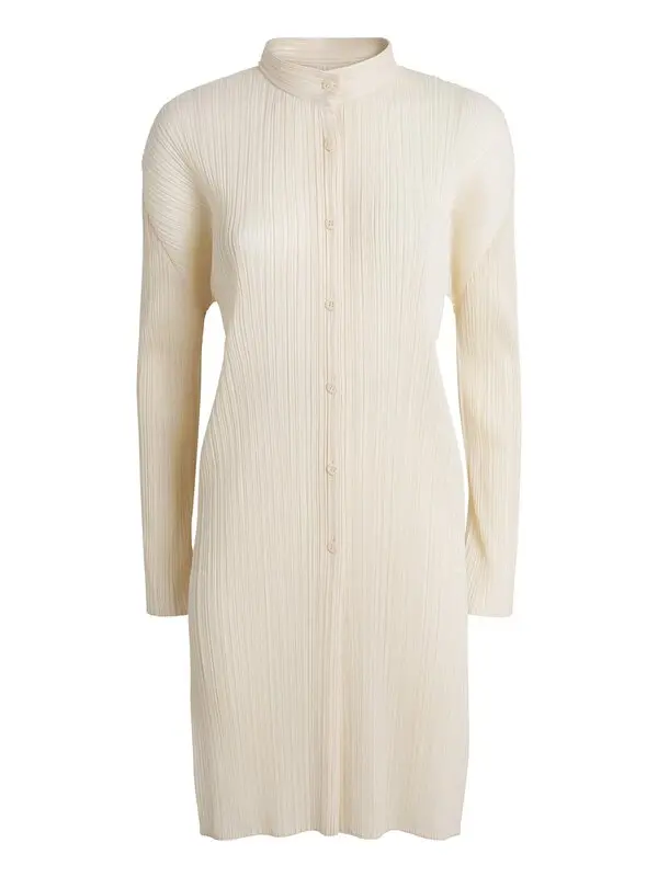Issey Miyake Pleated Stand Collar Shirt - Neutral