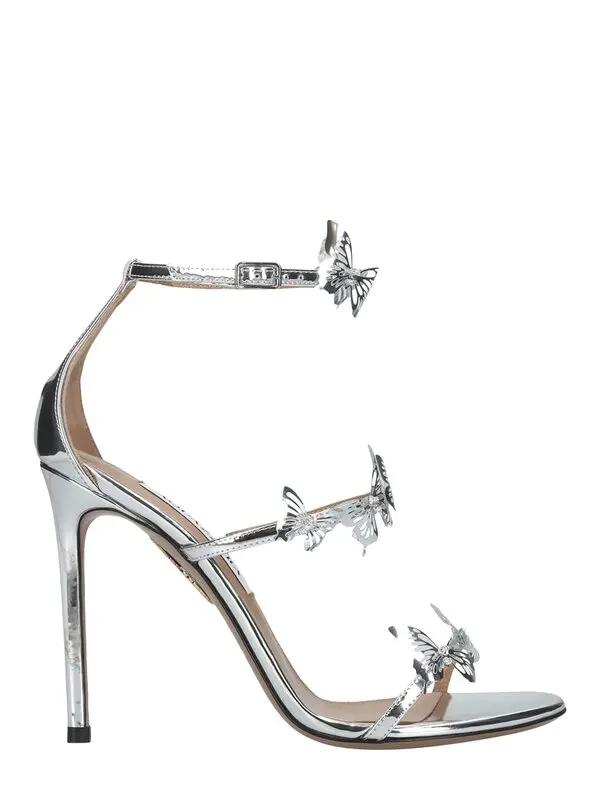 AQUAZZURA Papillon Sauvage Sandals 105 - Silver
