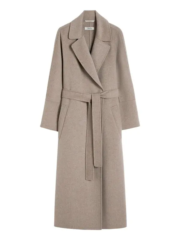 Max Mara Virgin Wool Wrap Coat - Grey